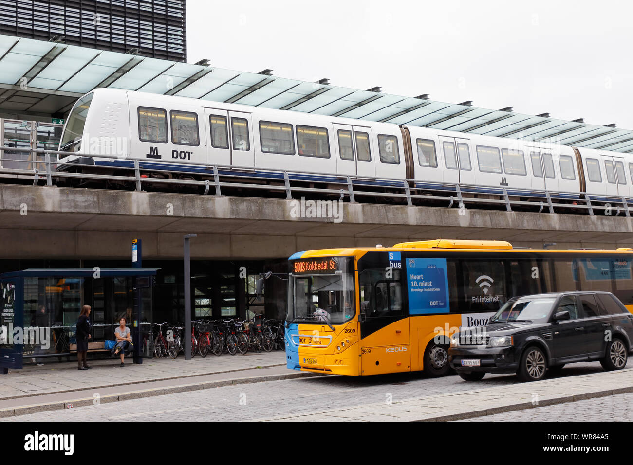 Copenhagen, Denmark - September 4, 2019: Orestad metro station with a ...