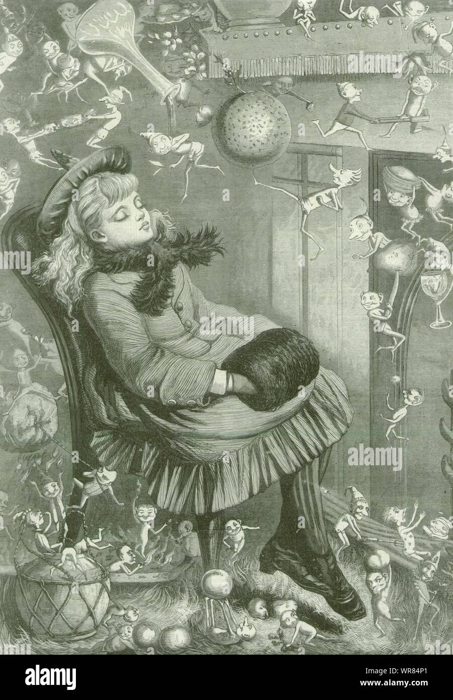A Christmas Dream, by Kate Greenaway. Children. Fantasy 1874 antique ...