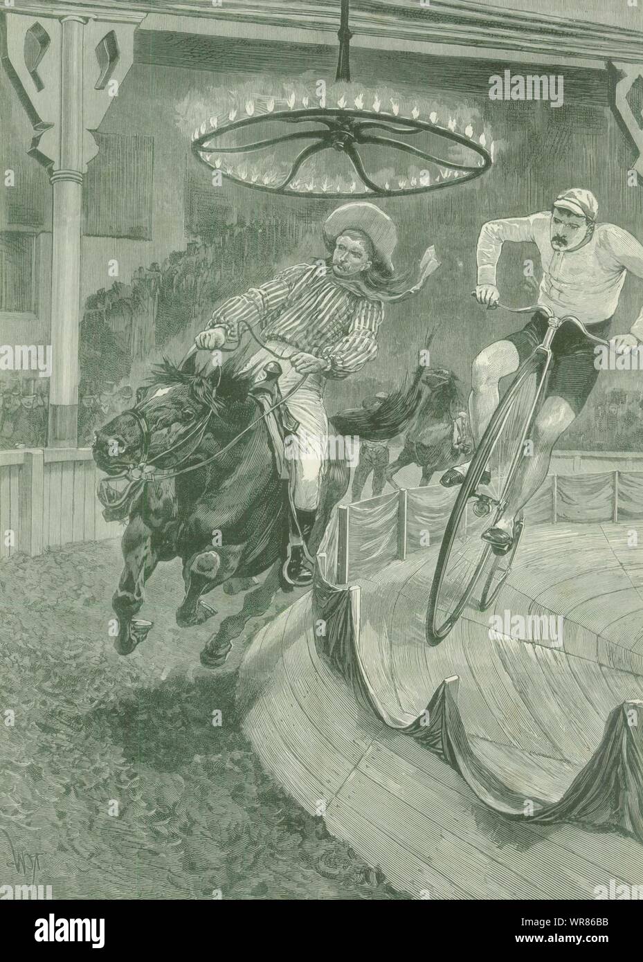 Horse & Bicycle contest at the Agricultural Hall. Islington 1887 ILN ...