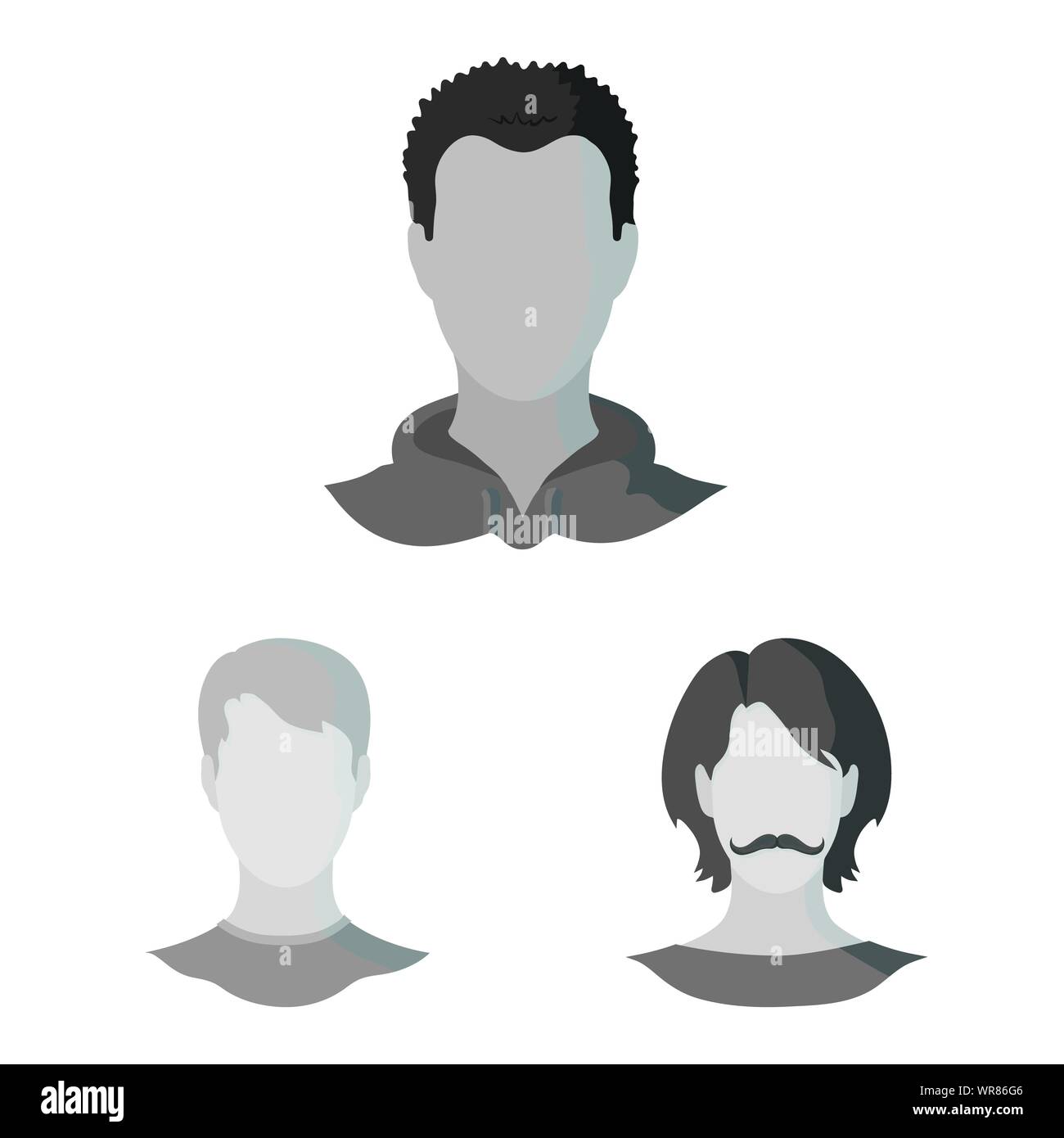 Vector illustration of character and profile icon. Collection of ...