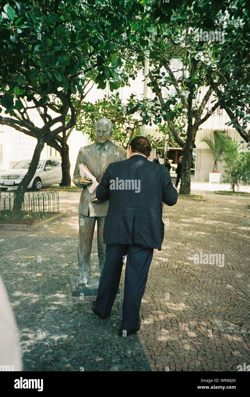 Rear View Of Man Looking At Statue Stock Photo - Alamy