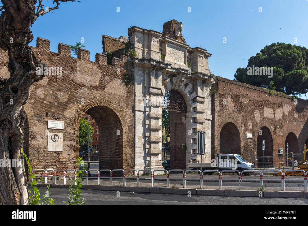 ROME, ITALY - JUNE 25, 2017: Ancient city walls in City of Rome, Italy ...