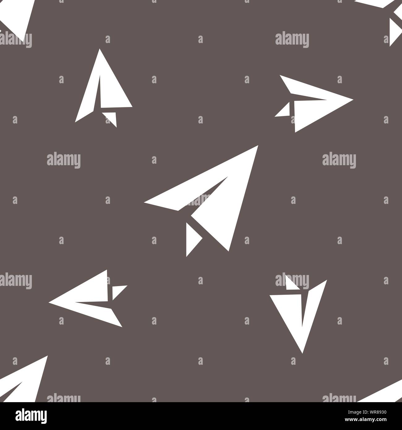 Paper airplane icon sign. Seamless pattern on a gray background. Vector ...
