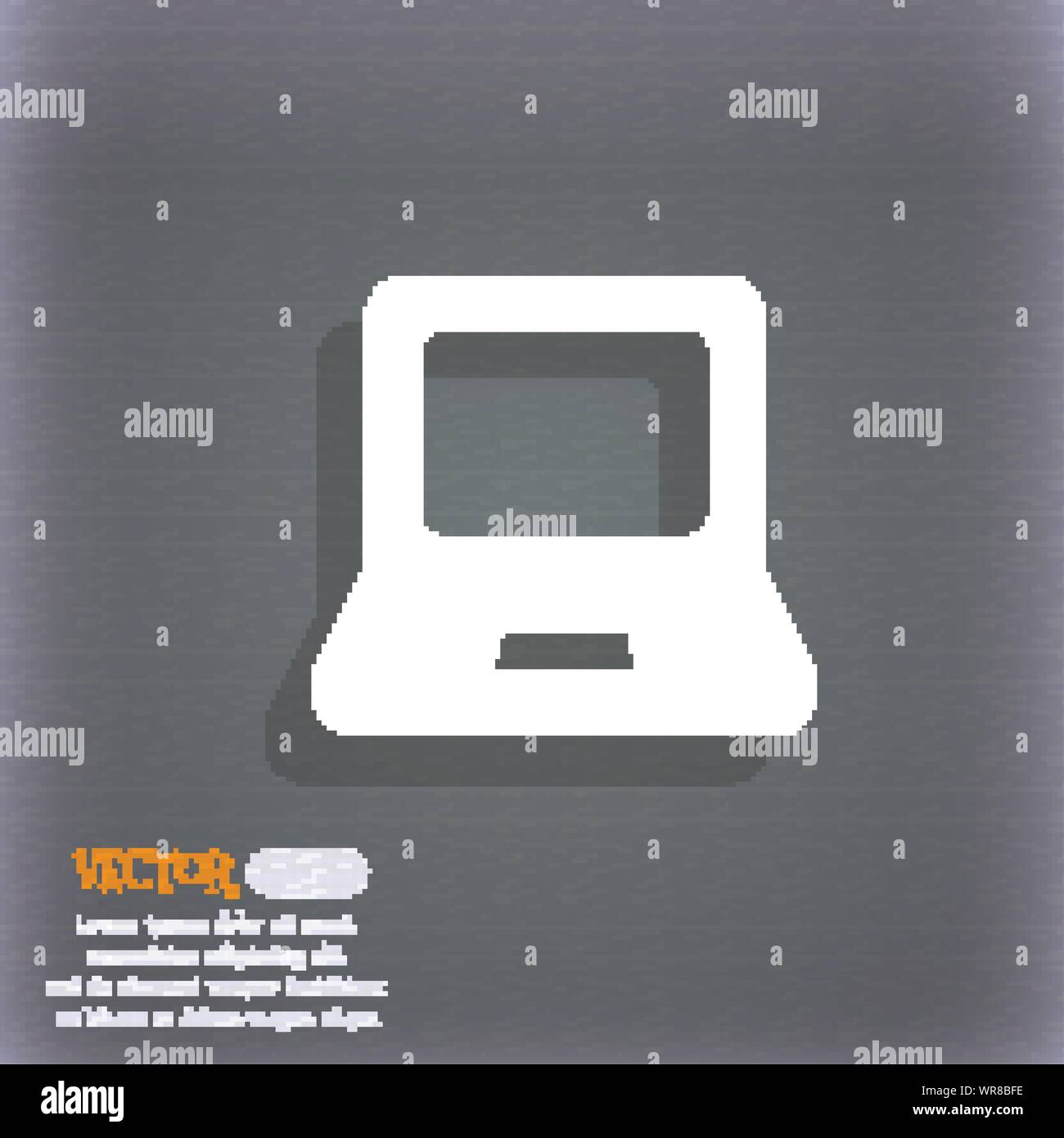 Laptop icon symbol on the blue-green abstract background with shadow ...