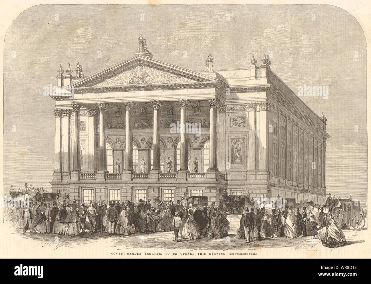 Covent Garden Theatre, to be opened this evening. London 1858 antique ...