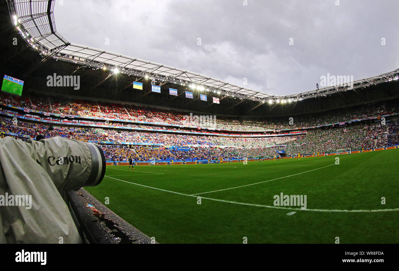 LYON, FRANCE - JUNE 16, 2016: Panoramic view of Stade de Lyon stadium ...