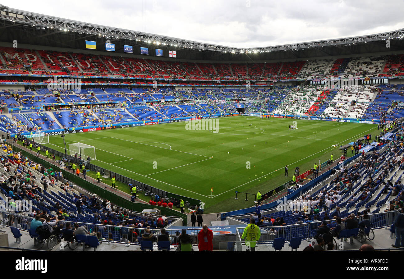 LYON, FRANCE - JUNE 16, 2016: Panoramic view of Stade de Lyon stadium ...