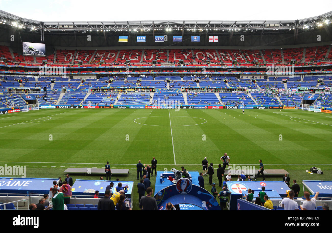 LYON, FRANCE - JUNE 16, 2016: Panoramic view of Stade de Lyon stadium ...