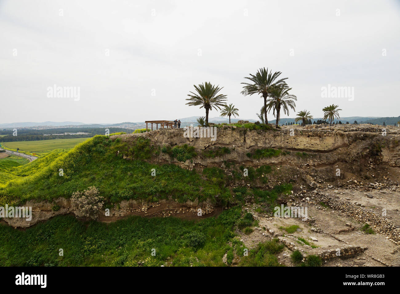 Israel, Jezreel Valley, Tel Megiddo National park. Megiddo is a tel ...