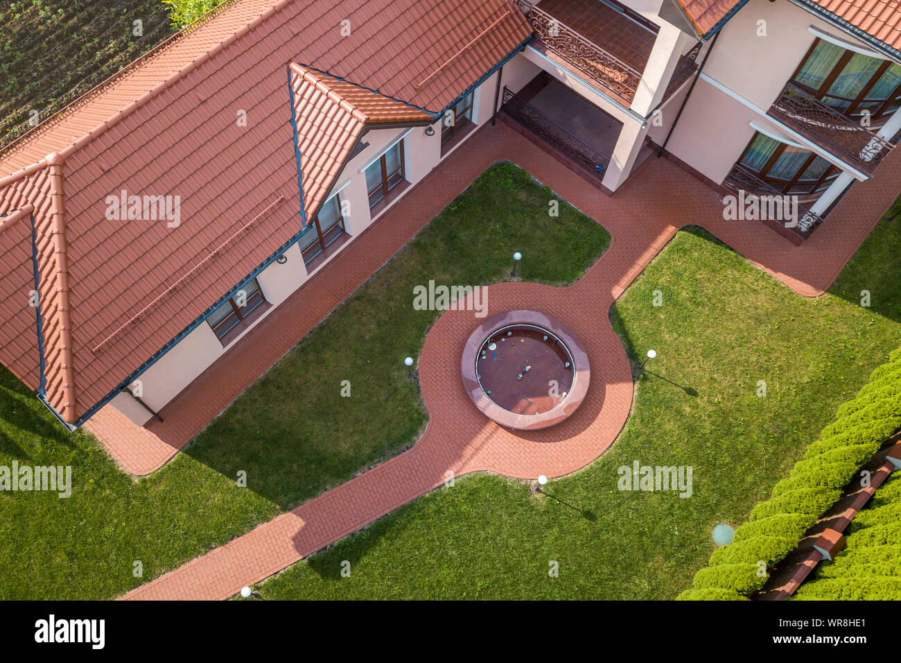 Aerial view of a residential new house yard Stock Photo - Alamy