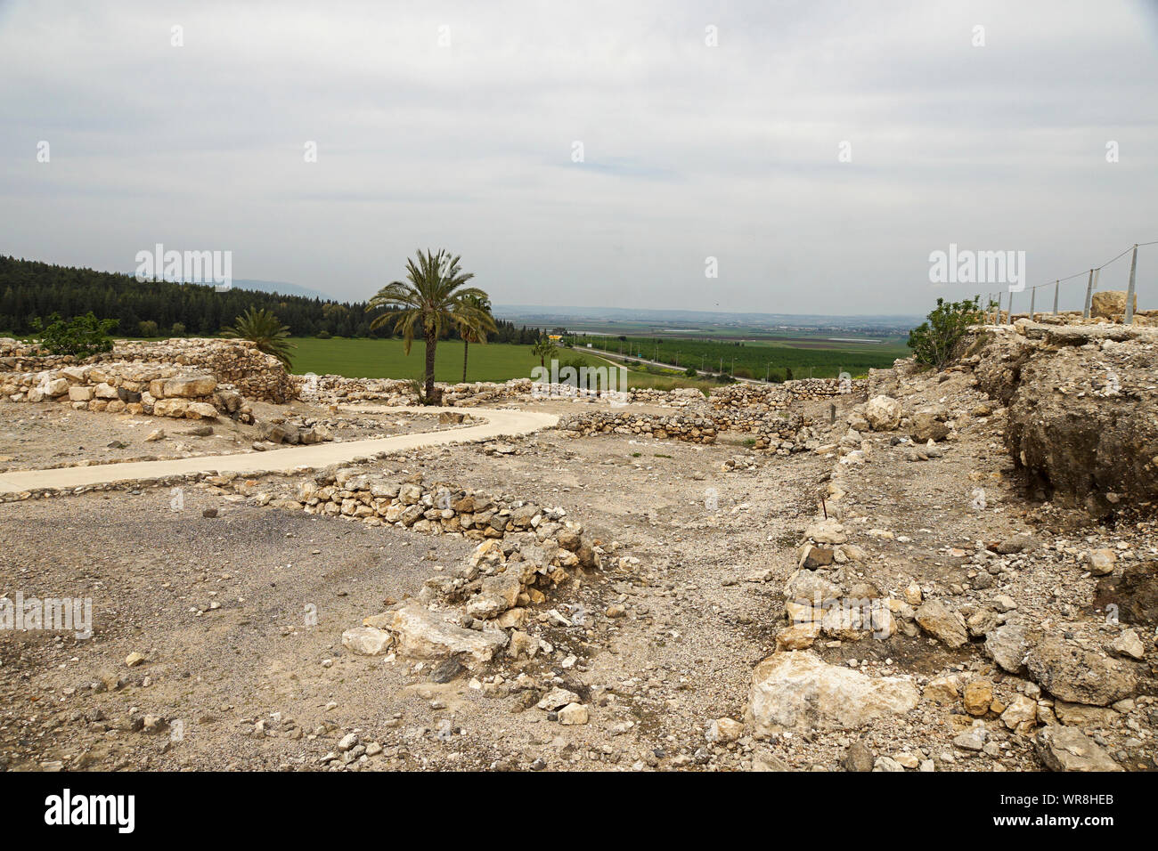 Israel, Jezreel Valley, Tel Megiddo National park. Megiddo is a tel ...