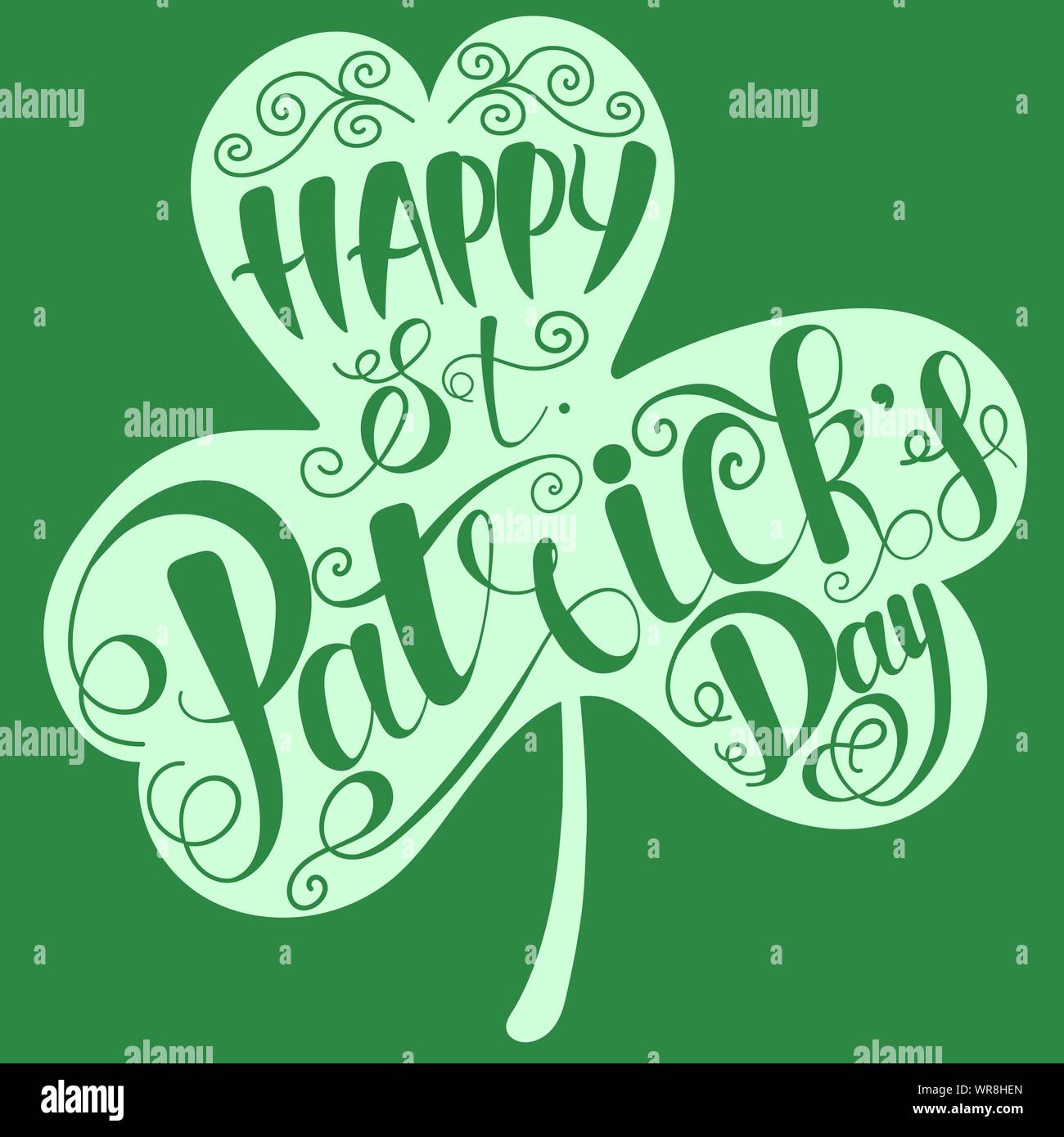 Vector illustration of St. Patricks Day clover emblem on a dark ...