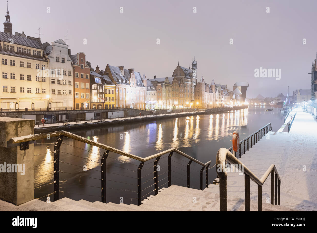 Gdansk in the evening with snow Stock Photo - Alamy