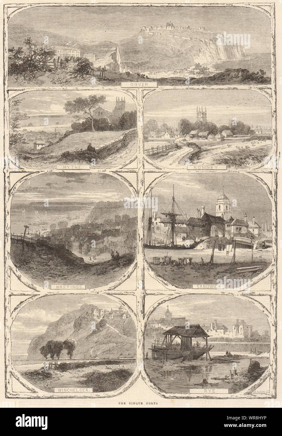 The Cinque Ports. Kent Sussex 1861 antique ILN full page print Stock ...