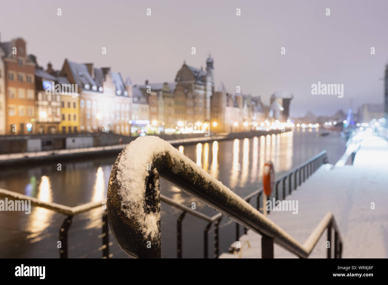 Gdansk in the evening with snow Stock Photo - Alamy