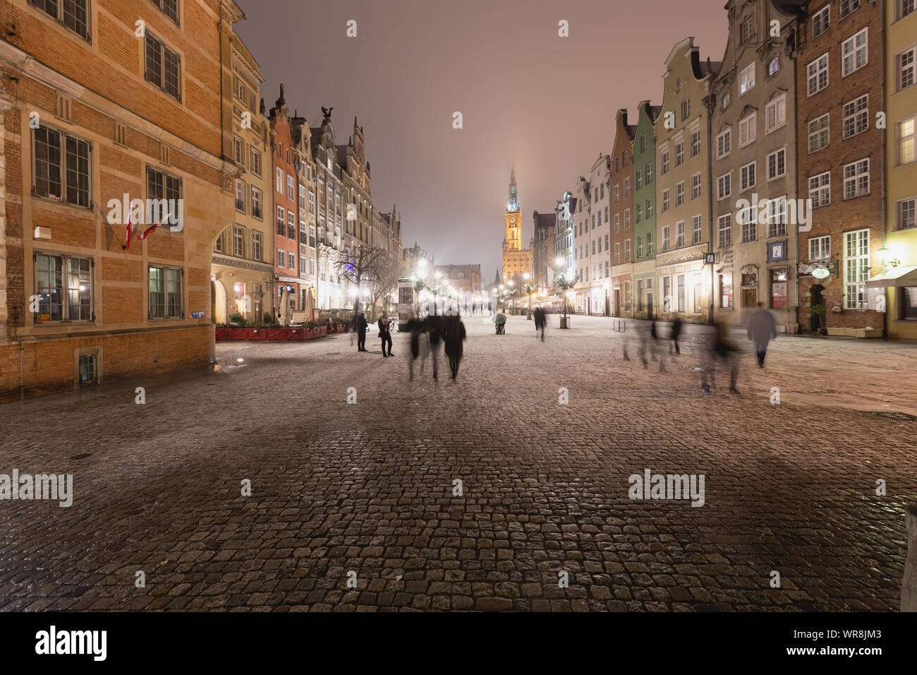 Gdansk at night with people Stock Photo - Alamy