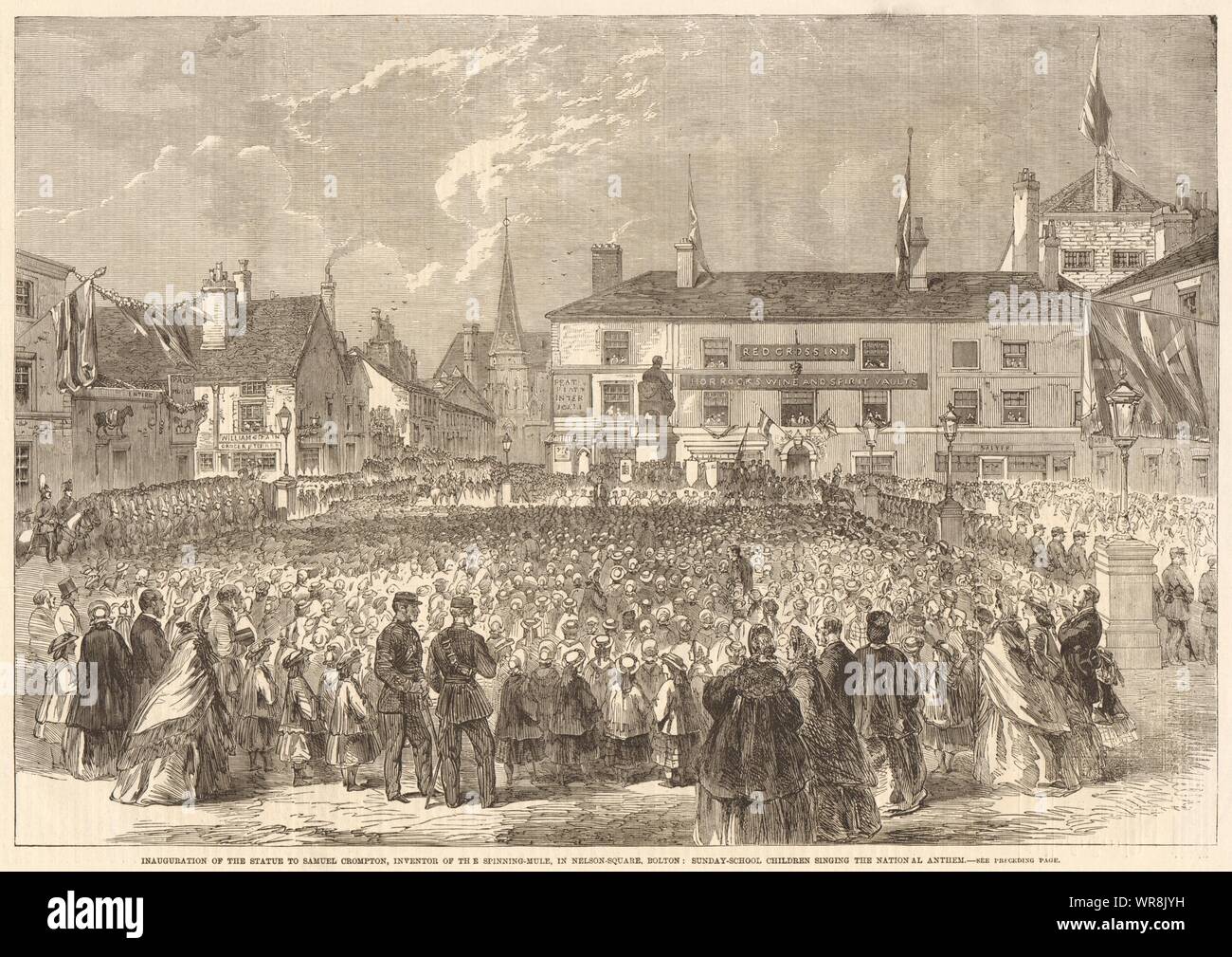 Nelson Square, Bolton. Samuel Crompton statue inauguration. Spinning ...