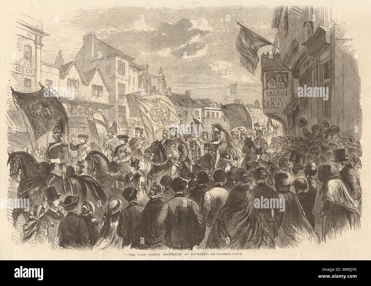 The Lady Godiva procession at Coventry. Warwickshire. Society 1862 ILN ...