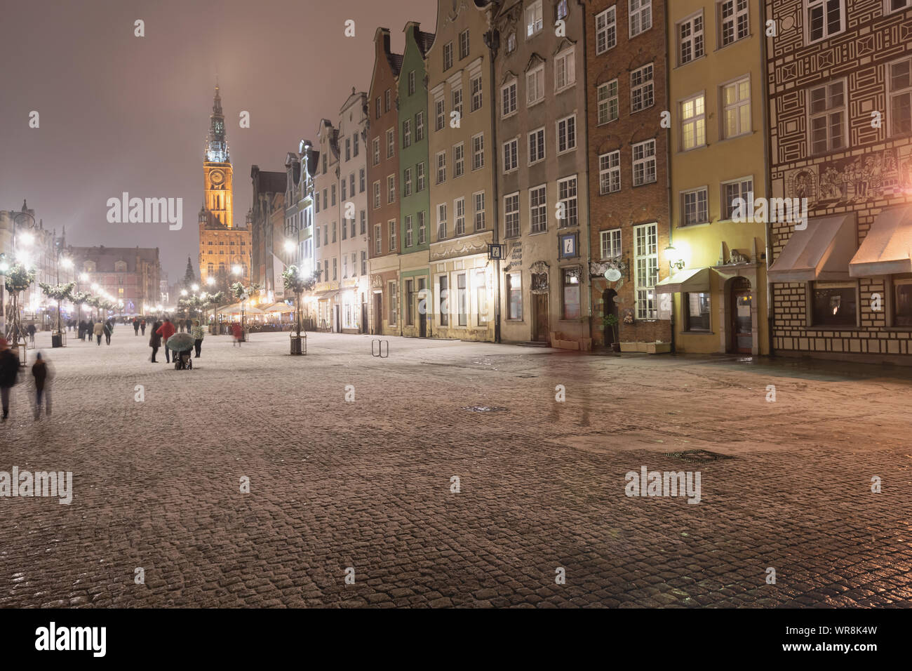 Gdansk at night with people Stock Photo - Alamy