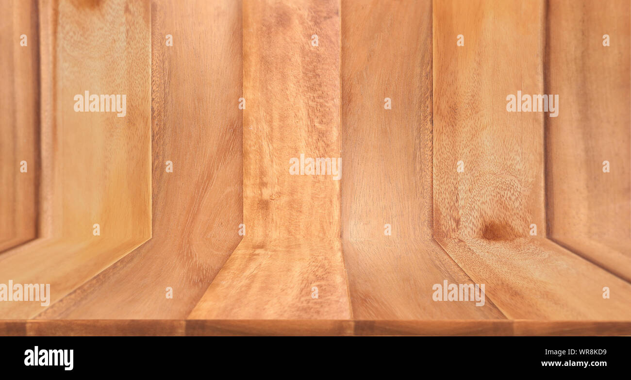 Wooden table with dark blurred empty ,wooden interior Stock Photo - Alamy