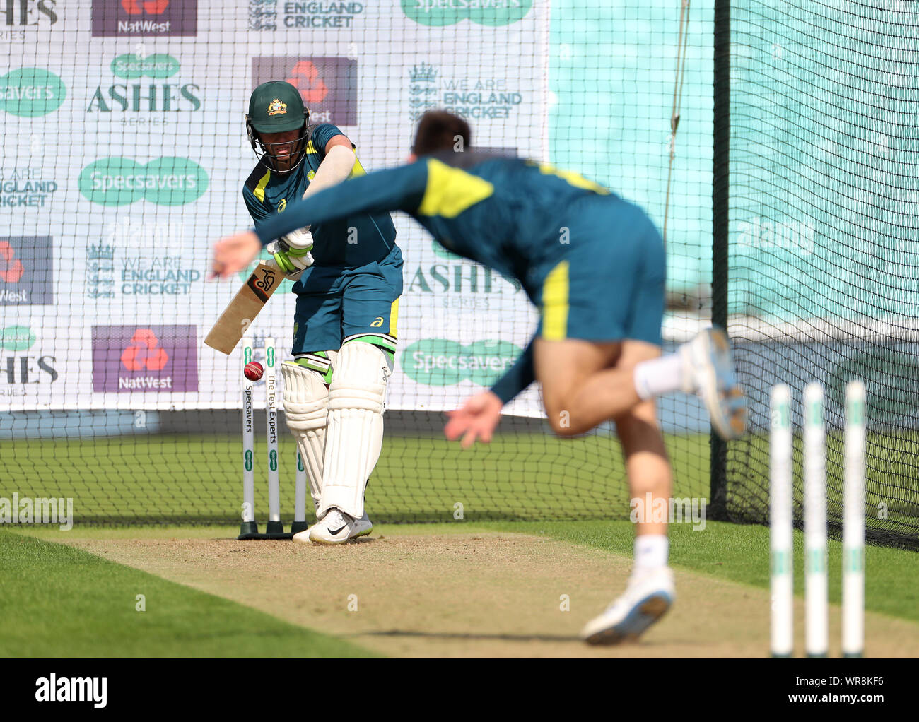 Australia's Peter Siddle (left) during the nets session at The Oval ...