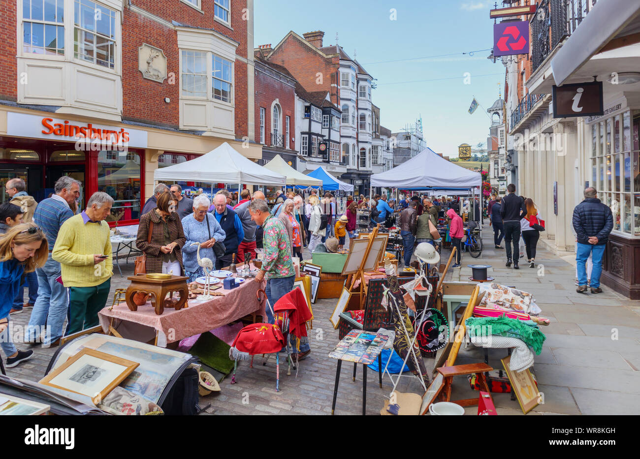 Stall view along High Street during the popular Sunday Guildford ...