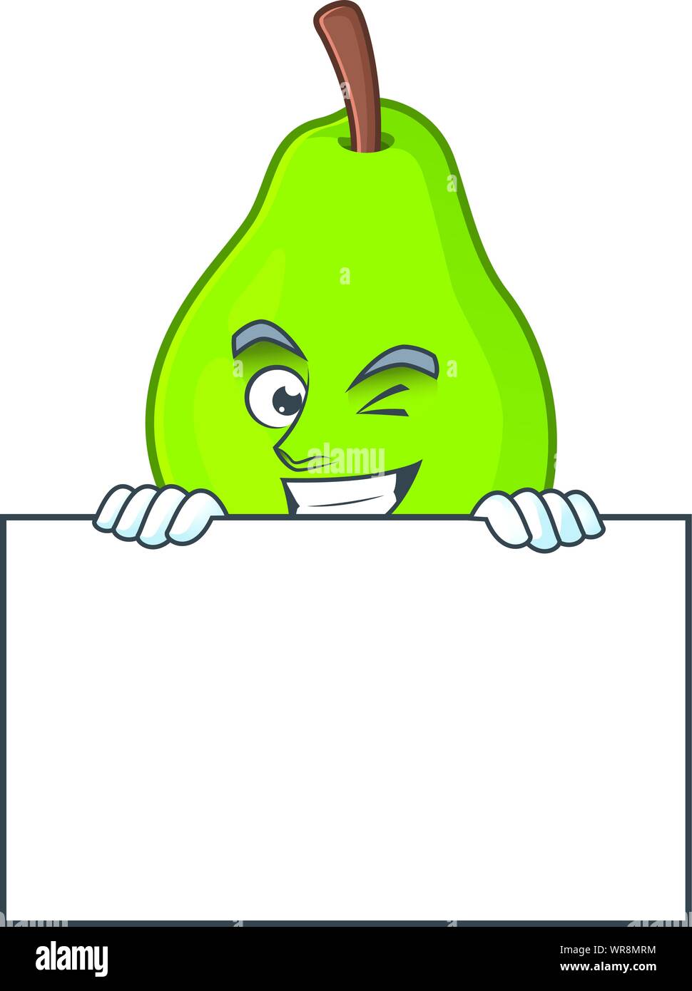 Grinning with board cartoon guava mascot on white background Stock ...