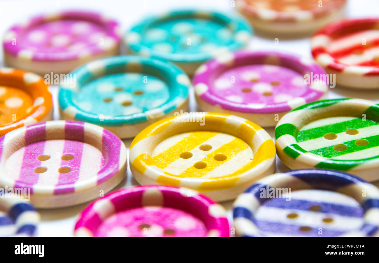.Various sewing buttons isolated on white background Stock Photo - Alamy