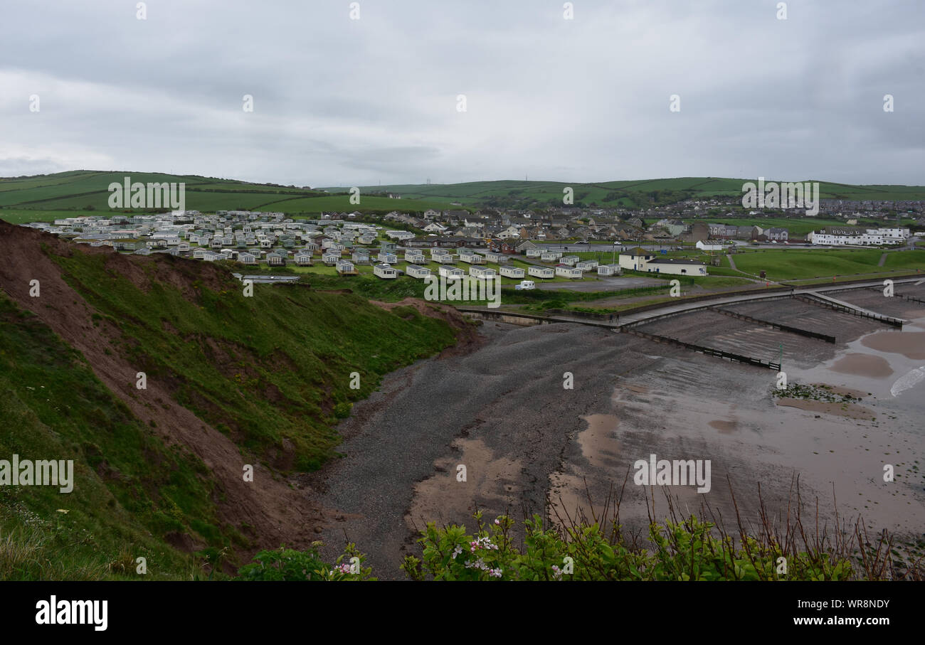 Looking down at St Bees from the cliffs of Fleswick Bay Stock Photo - Alamy