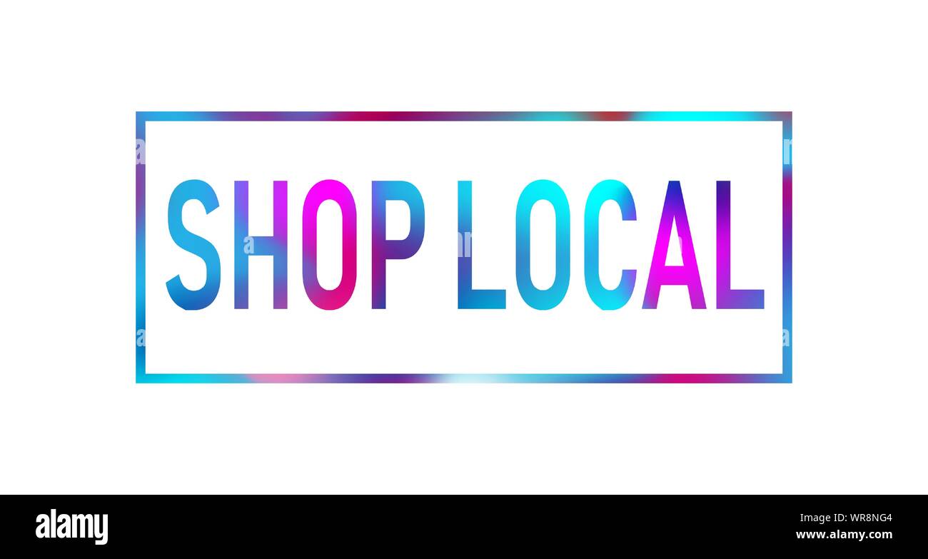 shop local Vector illustration in neon styleNeon luminous bright text ...