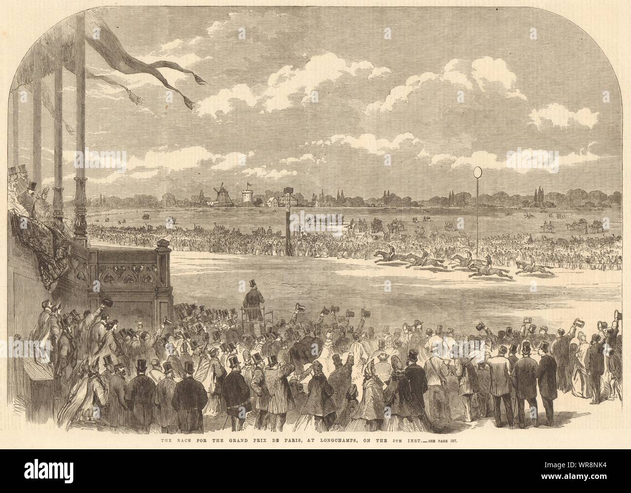 The race for the Grand Prix de Paris, at Longchamps. Racing 1864 ILN ...