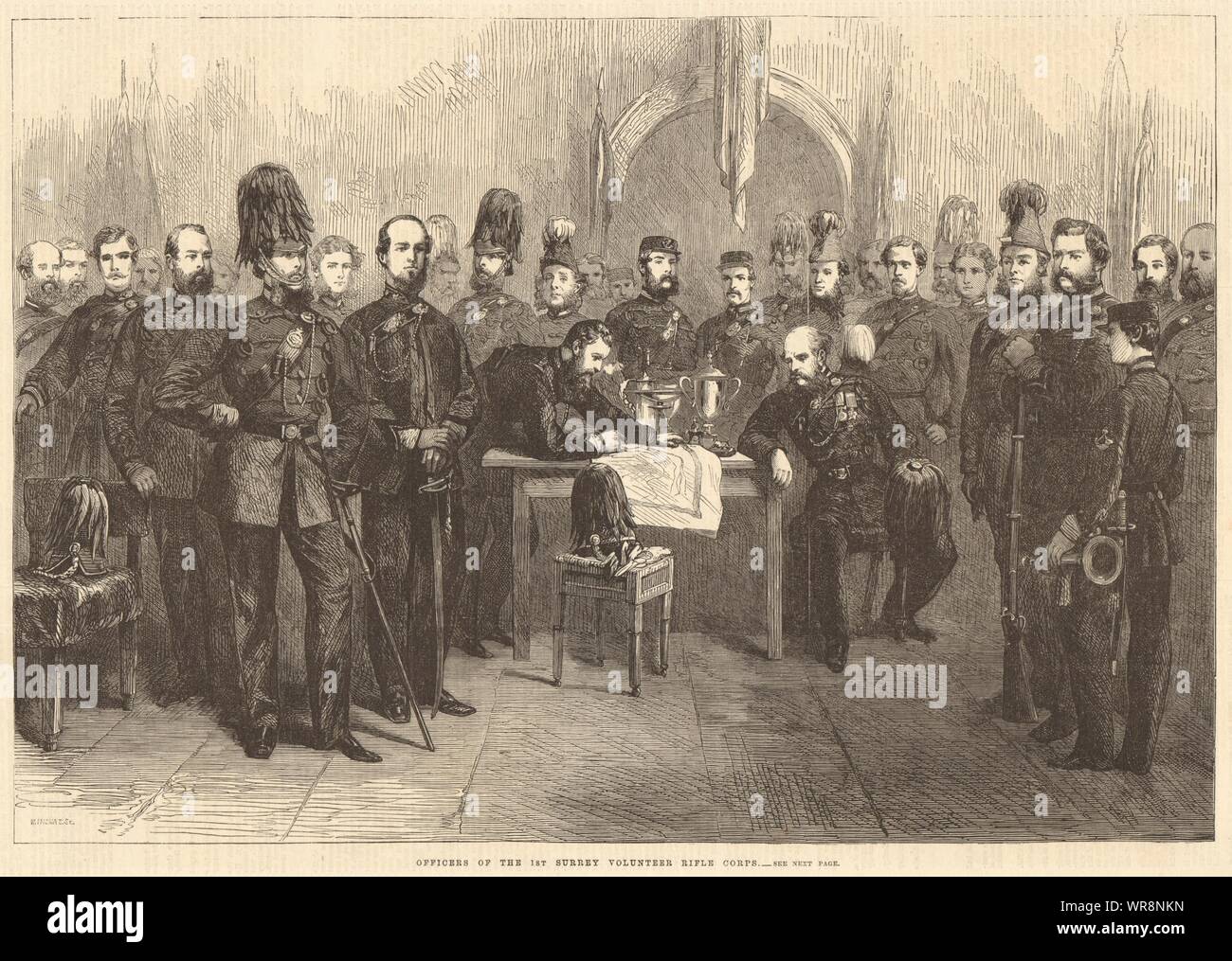 Officers of the 1st Surrey Volunteer Rifle Corps. Militaria 1864 ILN ...