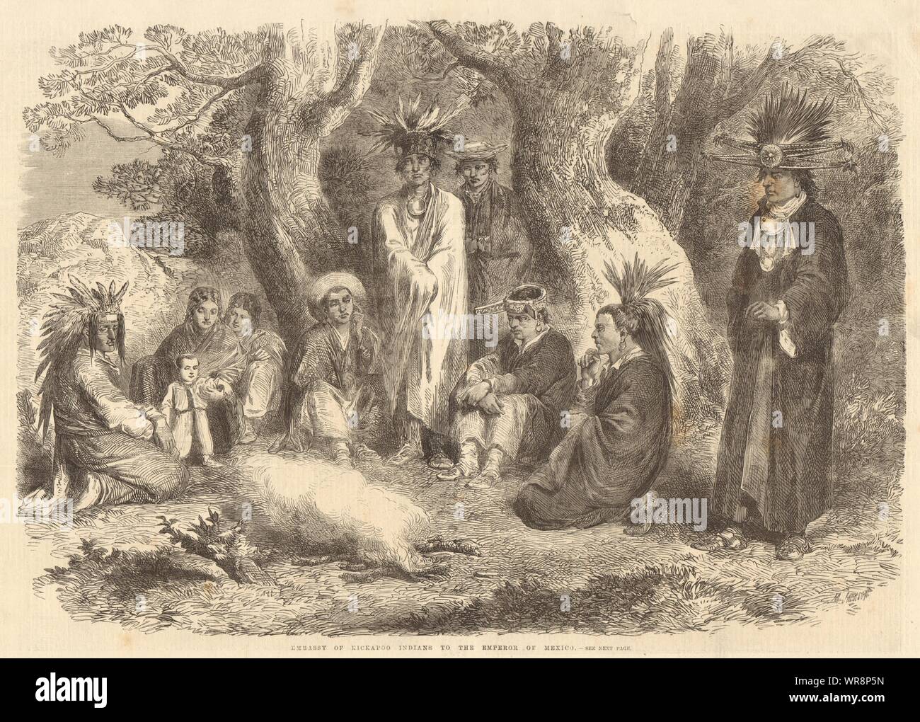 Embassy of Kickapoo indians to the Emperor of Mexico. Tribal 1865 ILN ...