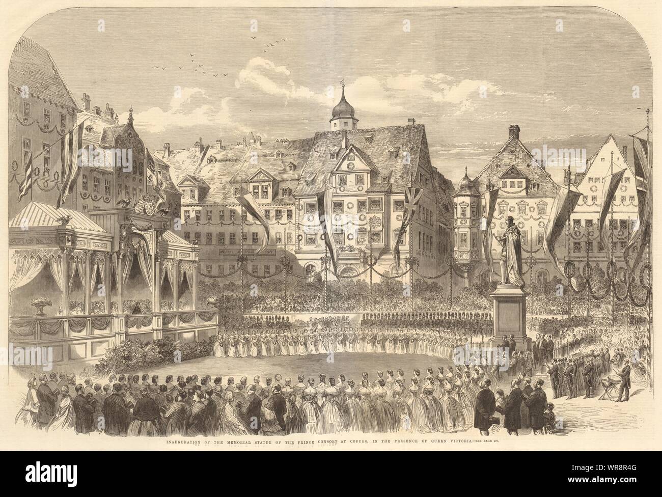 Prince Albert memorial statue at Coburg inauguration. Queen Victoria ...