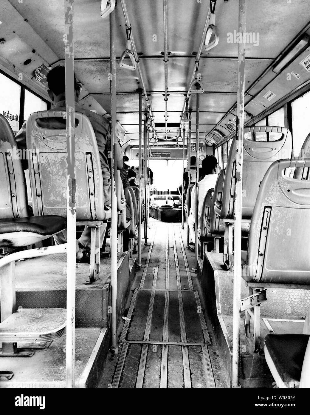 Bus interior Black and White Stock Photos & Images - Alamy