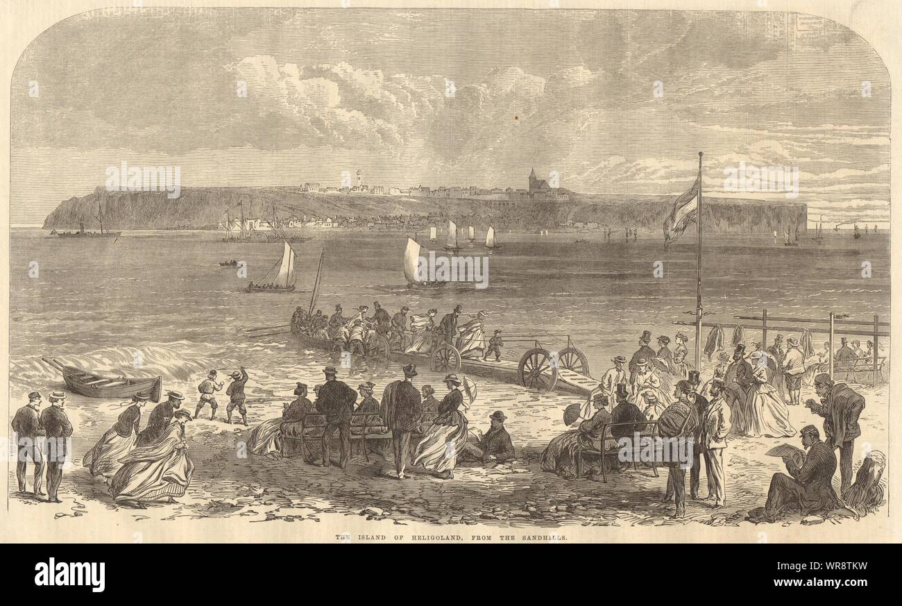 The island of Heligoland, from the Sandhills. Germany 1866 ILN full ...