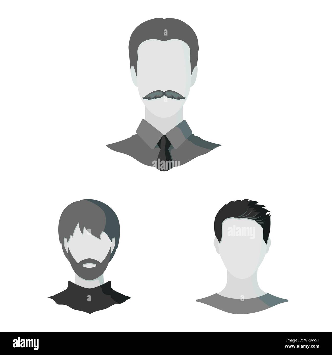 Vector illustration of character and profile logo. Set of character and ...
