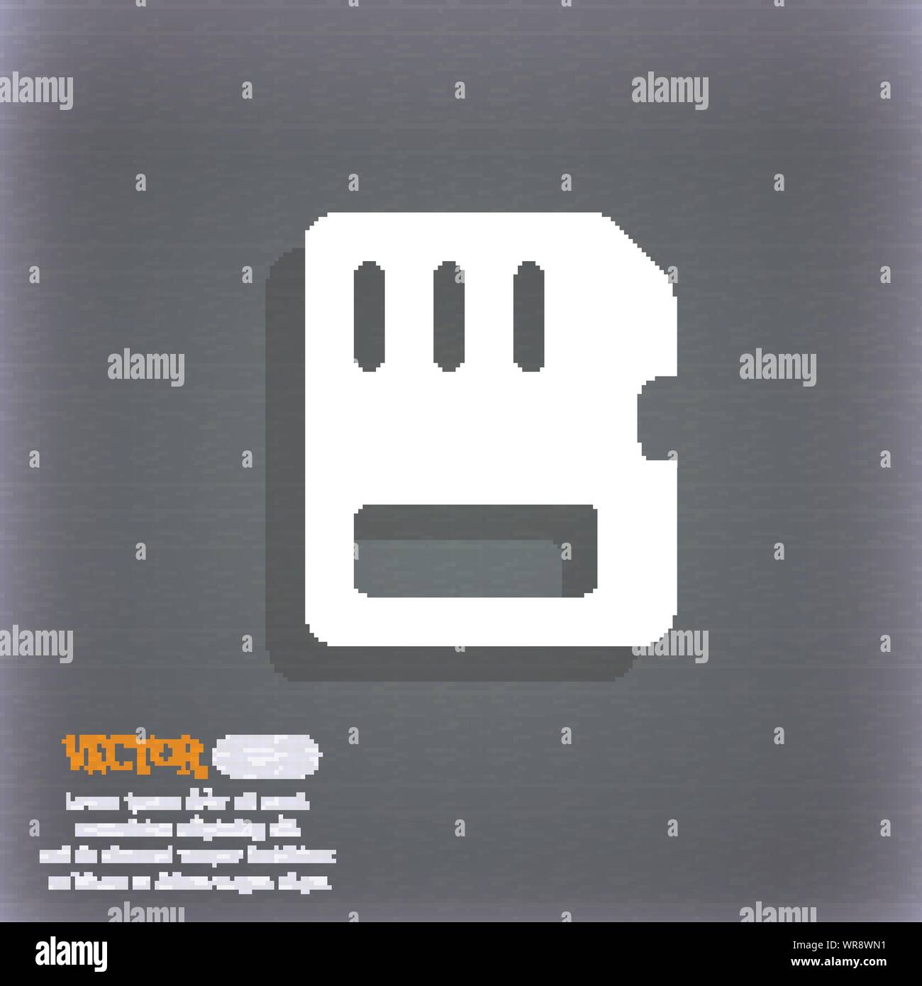 compact memory card icon symbol on the blue-green abstract background with shadow and space for ...