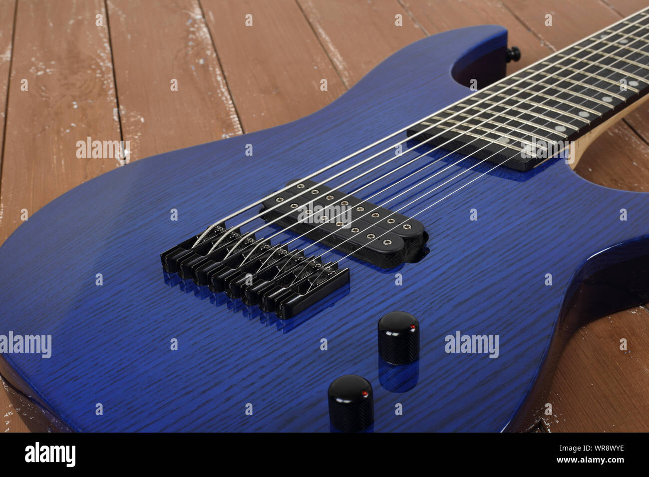 Musical instrument - Fragment 8-string blue electric guitar solid-body ...
