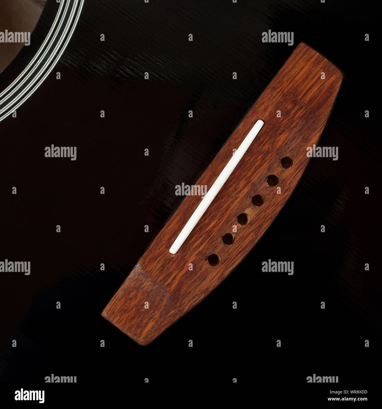 Musical instrument - Fragment top view bridge vintage acoustic guitar ...