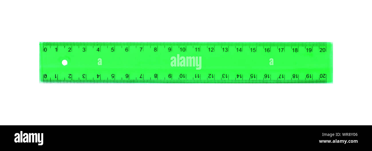 Science and education - Plastic green school ruler isolated on a white ...
