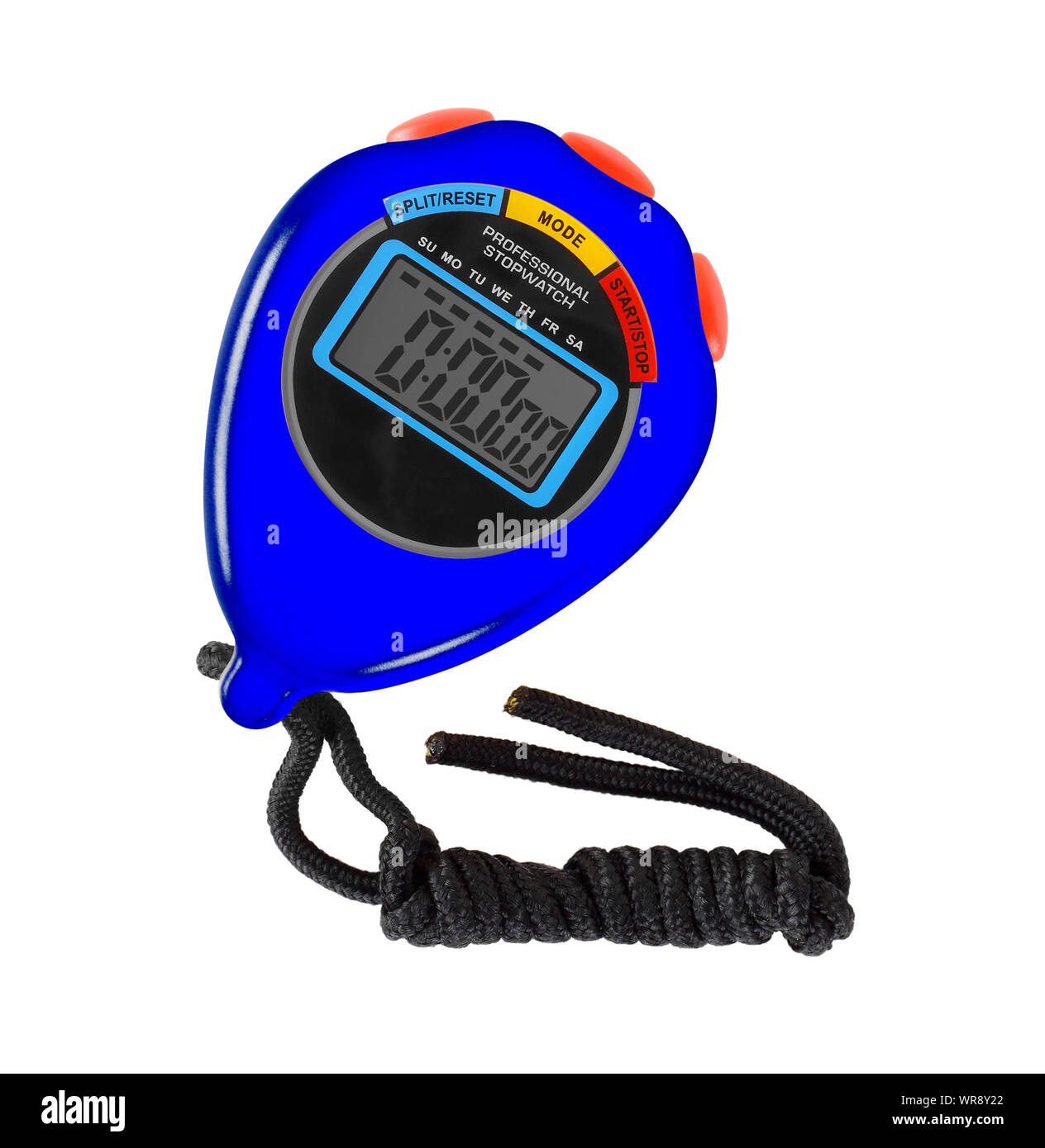 Sports equipment - Blue Digital electronic Stopwatch red button on a ...