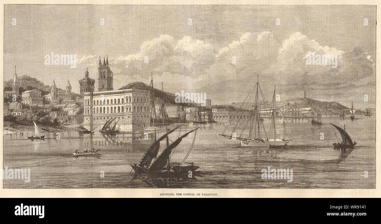 Asuncion, the capital of Paraguay 1870 antique ILN full page print ...