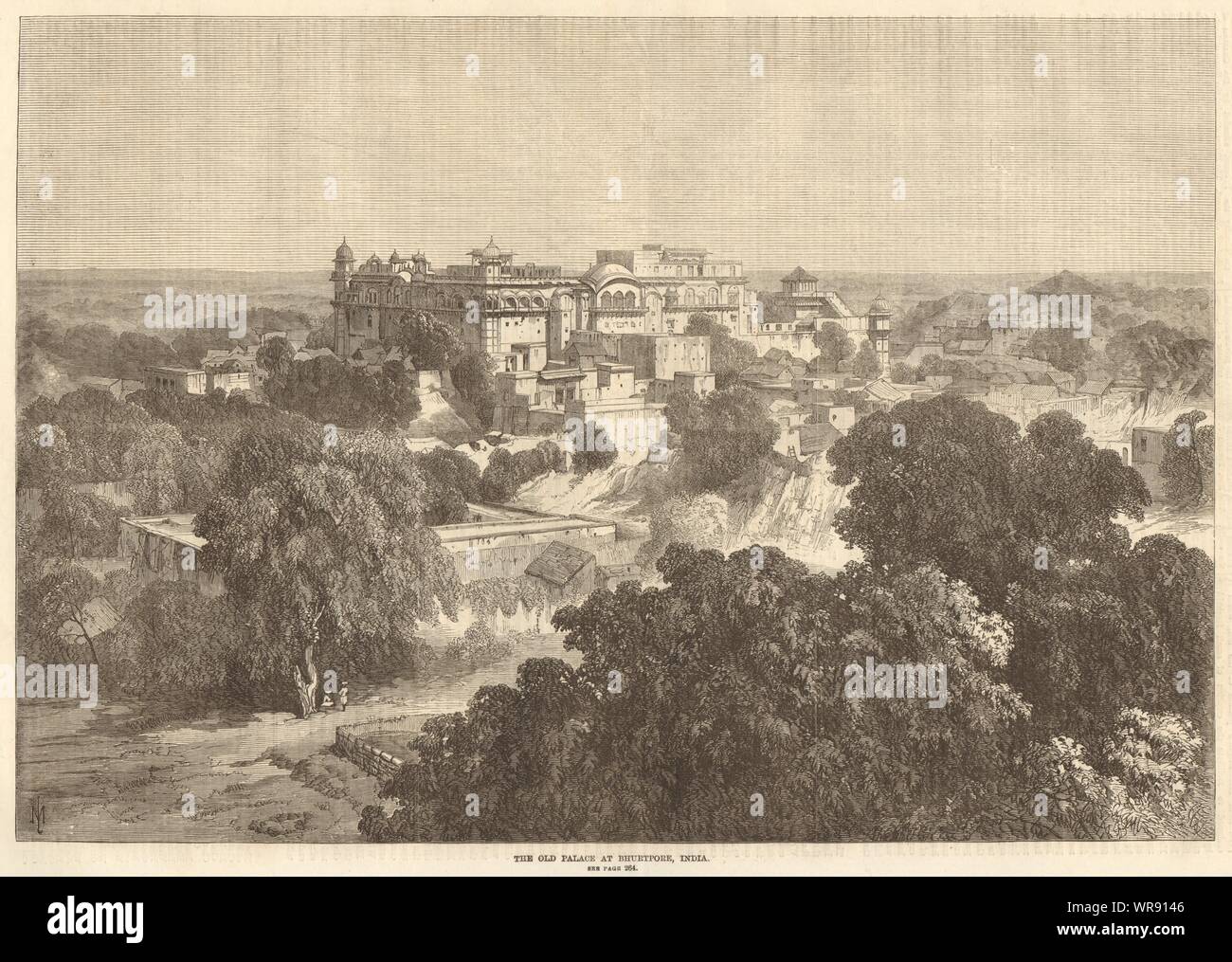The old palace at Bharatpur, India 1870 antique ILN full page print ...
