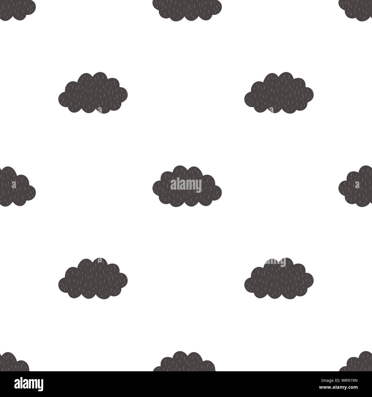 Seamless pattern of black clouds. Vector scandinavian hand-drawn ...