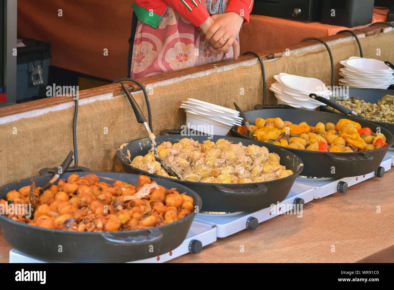 Cooked food on the street made of various types of vegetables Stock ...