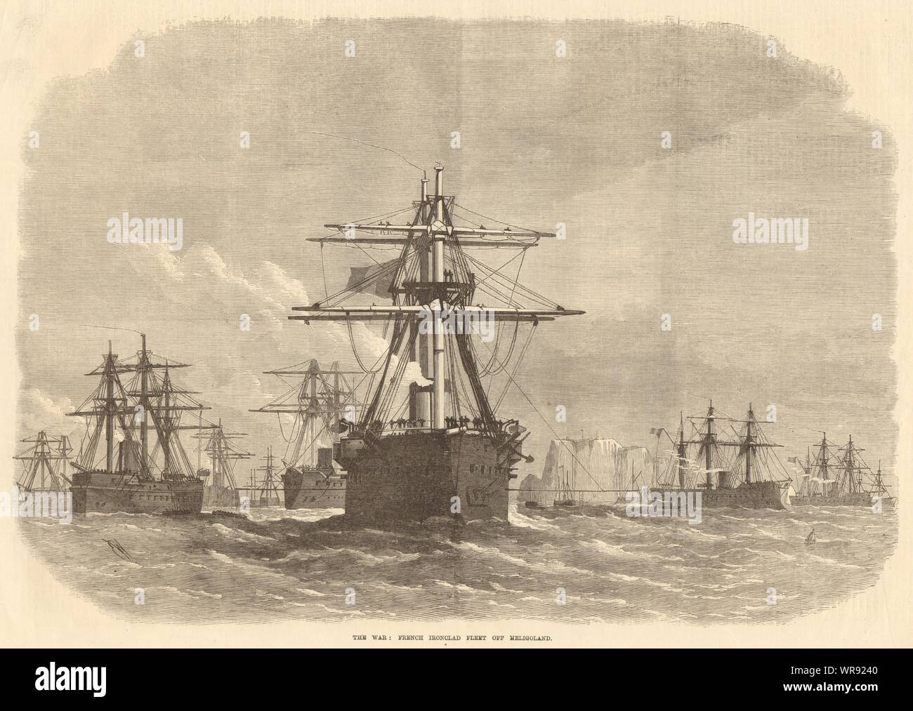 The war: French ironclad fleet off Heligoland. Germany. Ships 1870 ILN ...