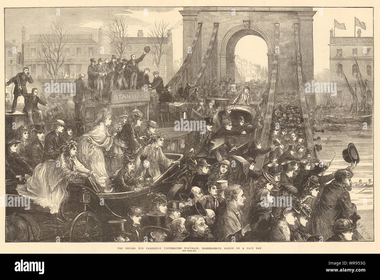 The Oxford & Cambridge Universities boat-race: Hammersmith bridge ...