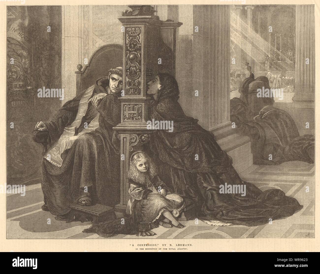 "A confession", by R. Lehmann. Religious. Churches 1872 antique ILN ...