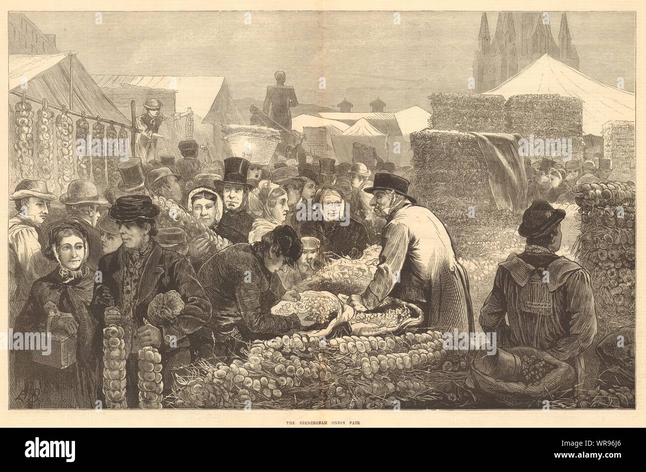 The Birmingham onion fair. Warwickshire. Markets 1872 antique ILN full ...